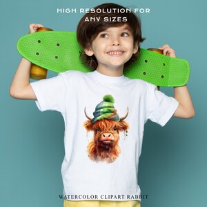 Baby Highland Cow PNG | Jumping Highland Cow in Hat Flowers Clipart ...