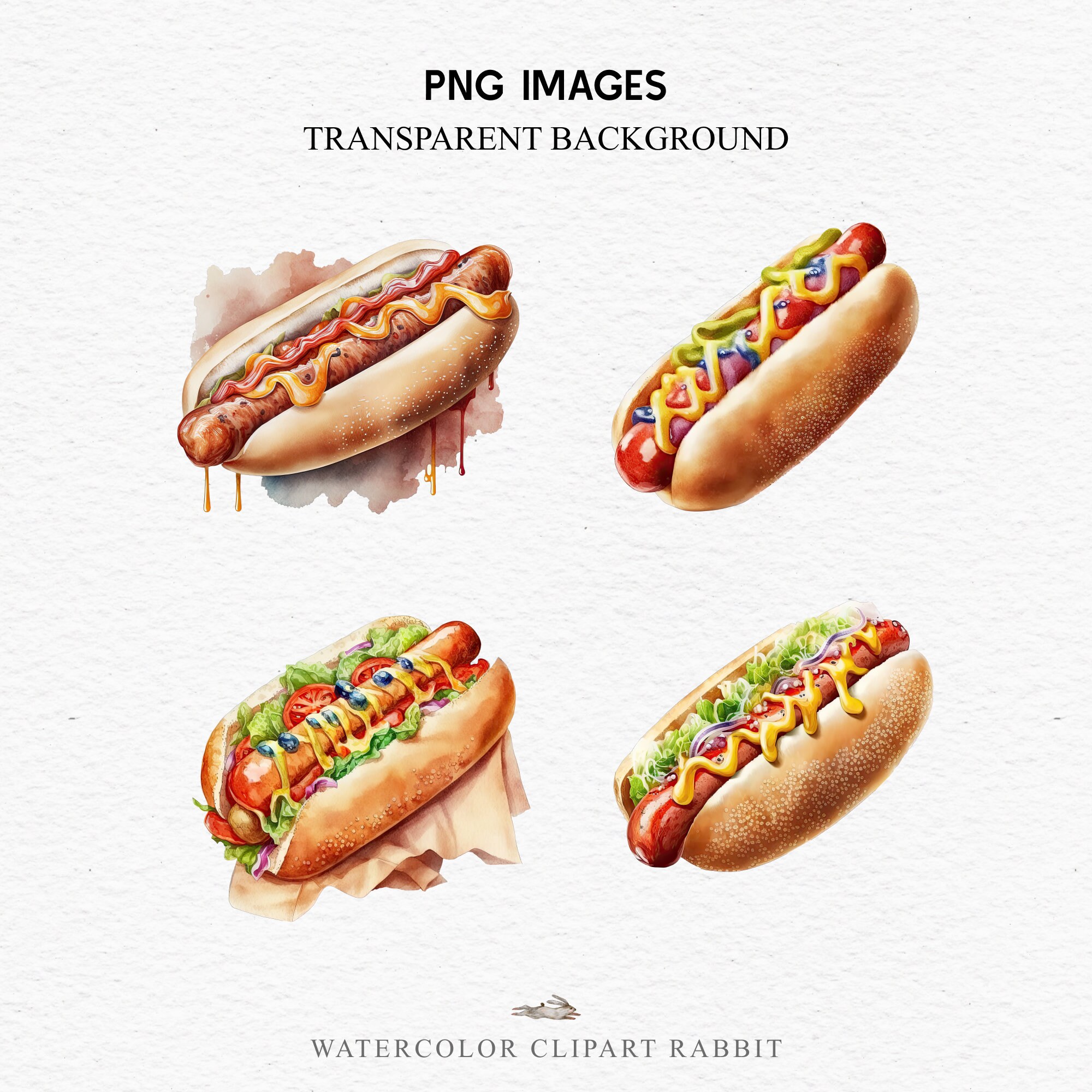 Watercolor Hot Dog Clipart Street Food PNG Food Truck Png - Etsy