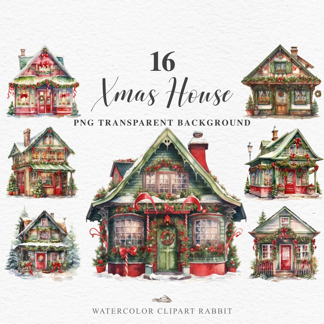 Christmas House PNG Xmas Decoration Clipart Bundles Winter Decor Junk ...