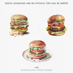 Burger Clipart | Watercolor Junk Food PNG | Sublimation Designs ...