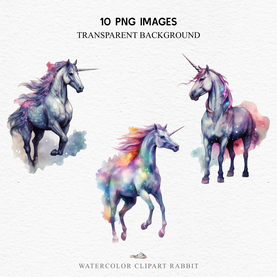 Watercolor Rainbow Unicorn Clipart Flowers Colorful PNG - Etsy