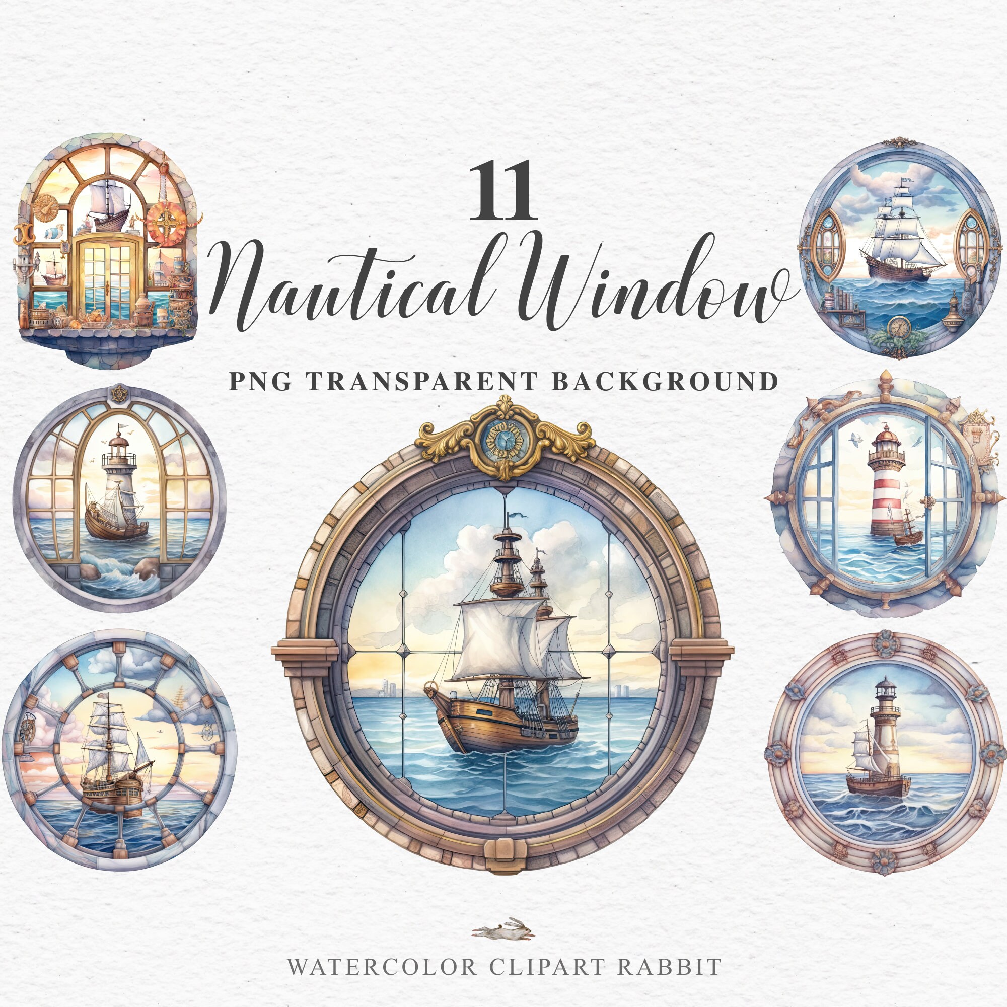 Nautical Window PNG Nursery Wall Art Digital Paper Craft - Etsy