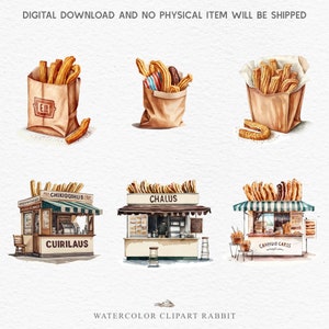 Churros Stand PNG | Baking Clipart | Watercolor Sweets PNG | Food ...
