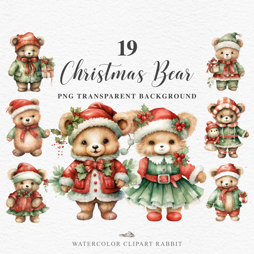 Christmas Teddy Bear Toy PNG Merry Xmas Decoration Clipart Bundles ...