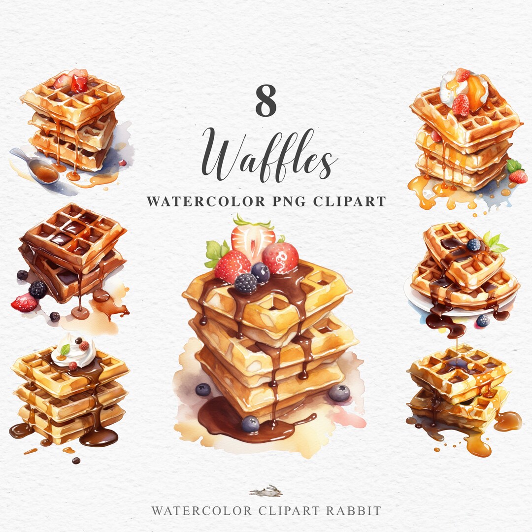 Waffles Breakfast Clipart | Watercolor Food Clipart | Waffle PNG ...