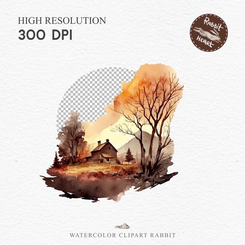 Fall Nature Watercolor Clipart Autumn Graphics Fall Trees - Etsy