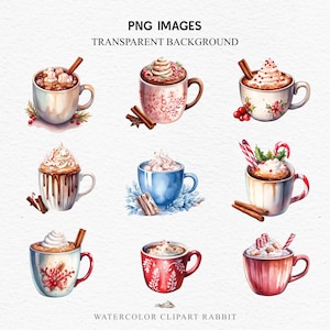 Christmas Hot Chocolate Cup Mug PNG Cocoa Merry Xmas Decoration Food ...