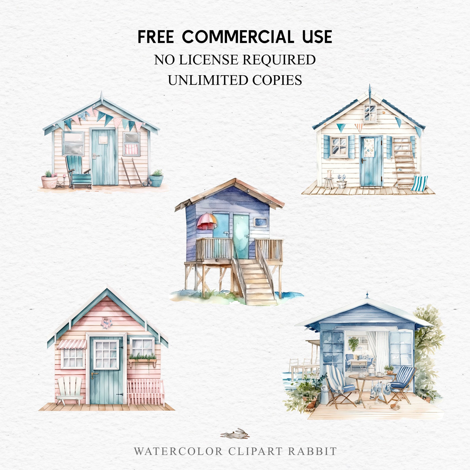 Watercolor Beach House Clipart Nautical Decor PNG Travel Clipart ...