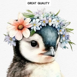 Baby Penguin Clipart Watercolor Ocean Animals PNG Cute - Etsy