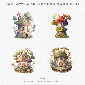 Mushroom Fairy House Clipart Watercolor Fantasy House PNG Digital ...