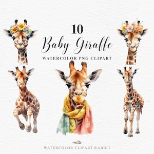 Baby Giraffe PNG | Cute Giraffe Hat Flowers Clipart | Nursery Wall Art ...