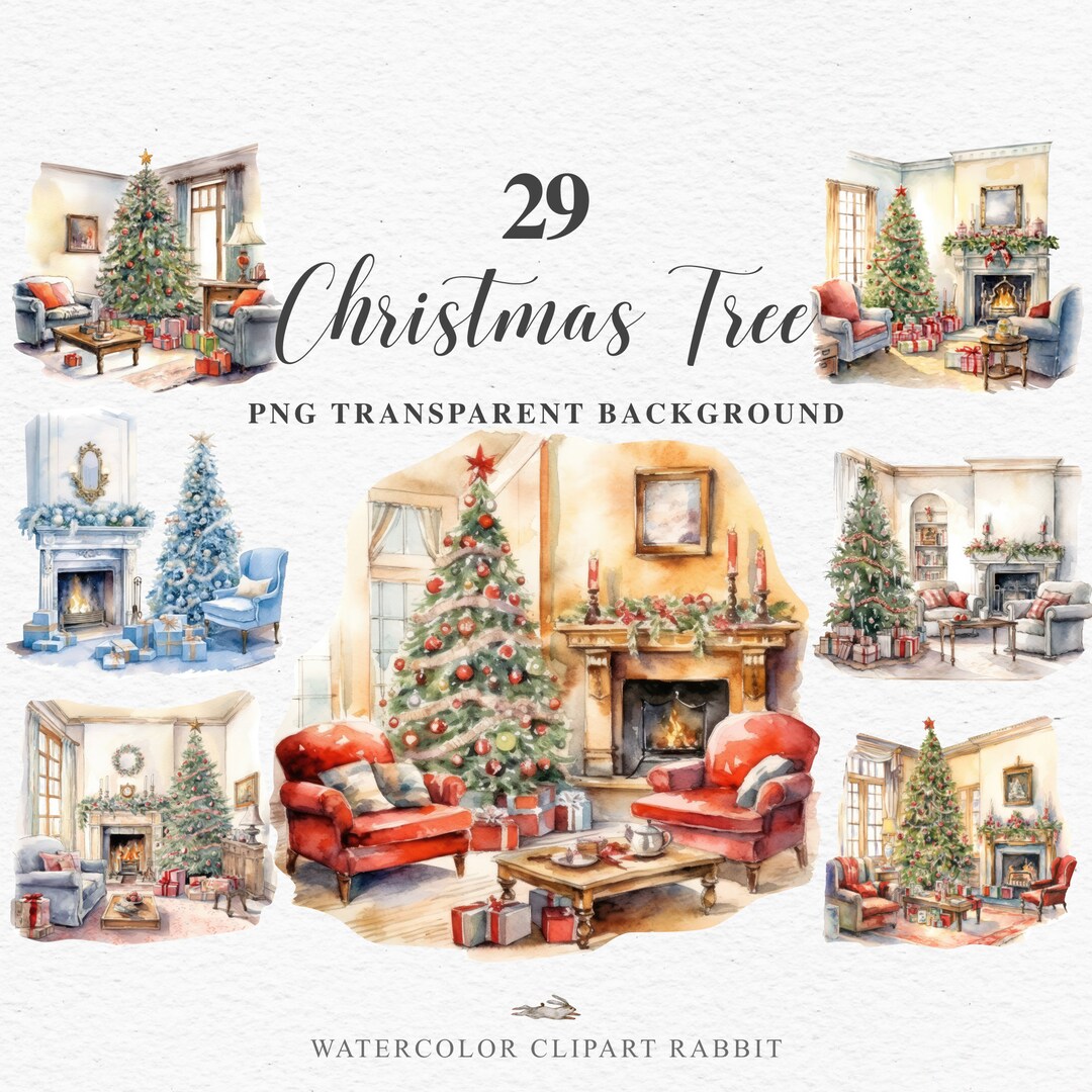 Christmas Tree Santa Gift Boxes PNG Xmas Interior Decoration Clipart ...