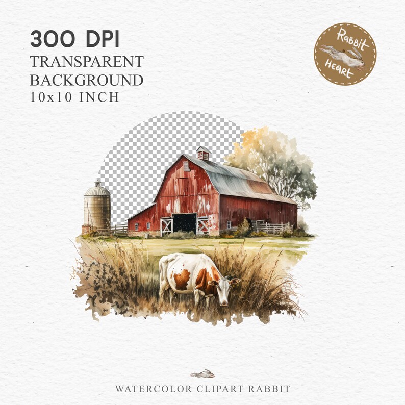 Watercolor Red Farm Barn Clipart Rustic Country Barn PNG - Etsy