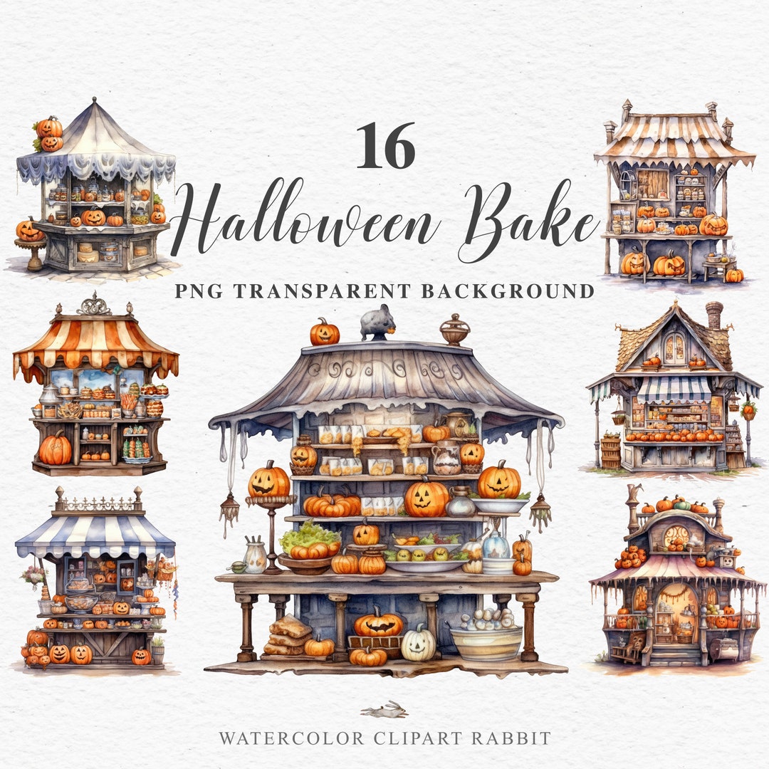 Halloween Bakery Shop PNG | Pumpkin Storefront Clipart Bundles | Spooky ...