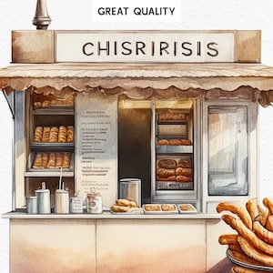 Churros Stand PNG | Baking Clipart | Watercolor Sweets PNG | Food ...