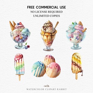 Watercolor Ice Cream | Ice Cream PNG | Kawaii Clipart for Sublimation ...