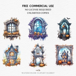 Spooky Window PNG | Horror Scary Art | Watercolor House Pumpkin ...