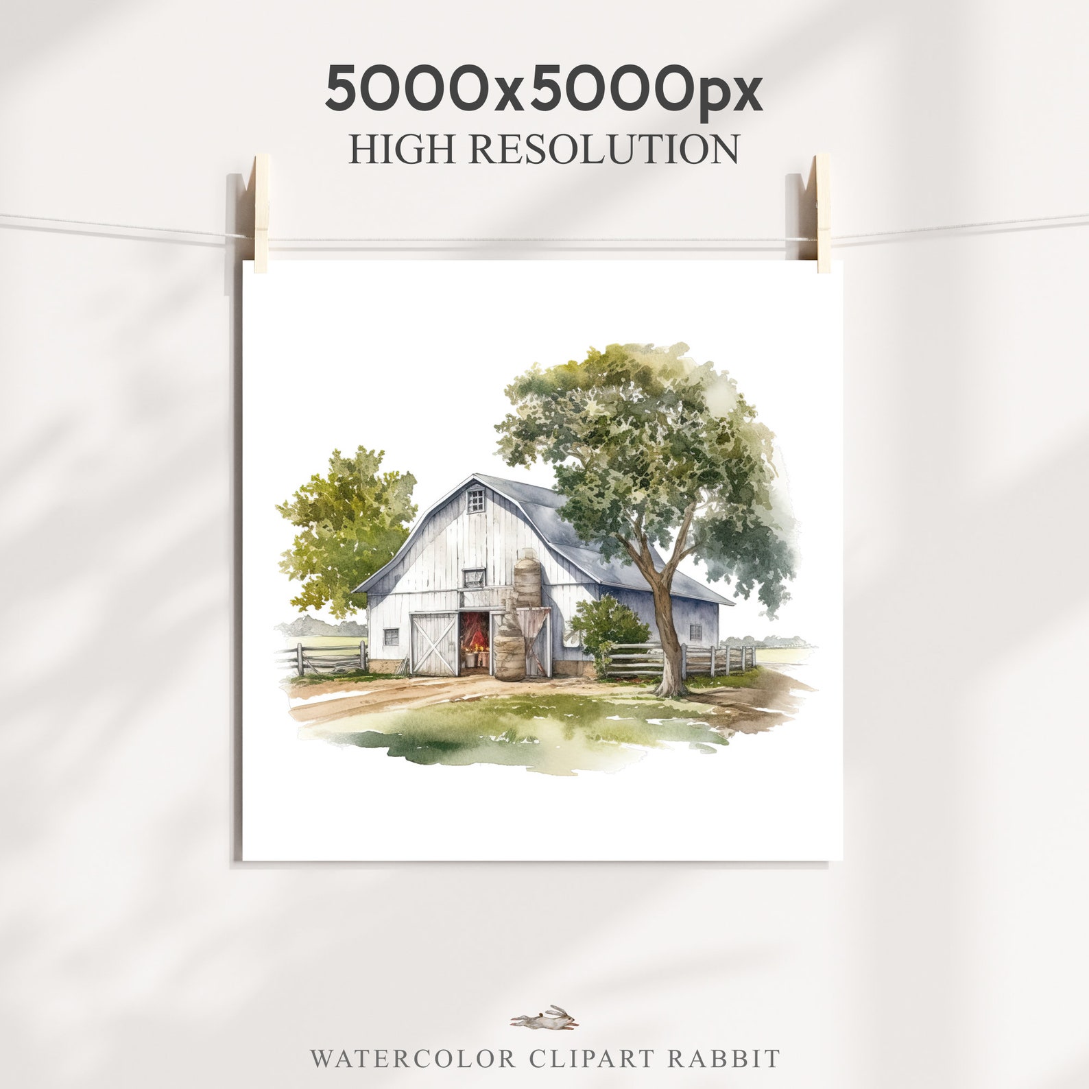 Watercolor Farm Barn Clipart Rustic Country Barn PNG Farm Life ...