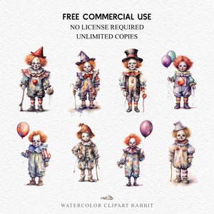 Horror Scary Clown PNG | Halloween Characters Clipart Bundles | Spooky ...