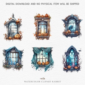 Spooky Window PNG | Horror Scary Art | Watercolor House Pumpkin ...
