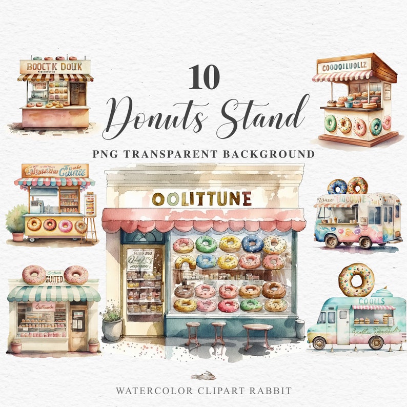 Donuts Stand PNG Baking Clipart Watercolor Sweets PNG - Etsy