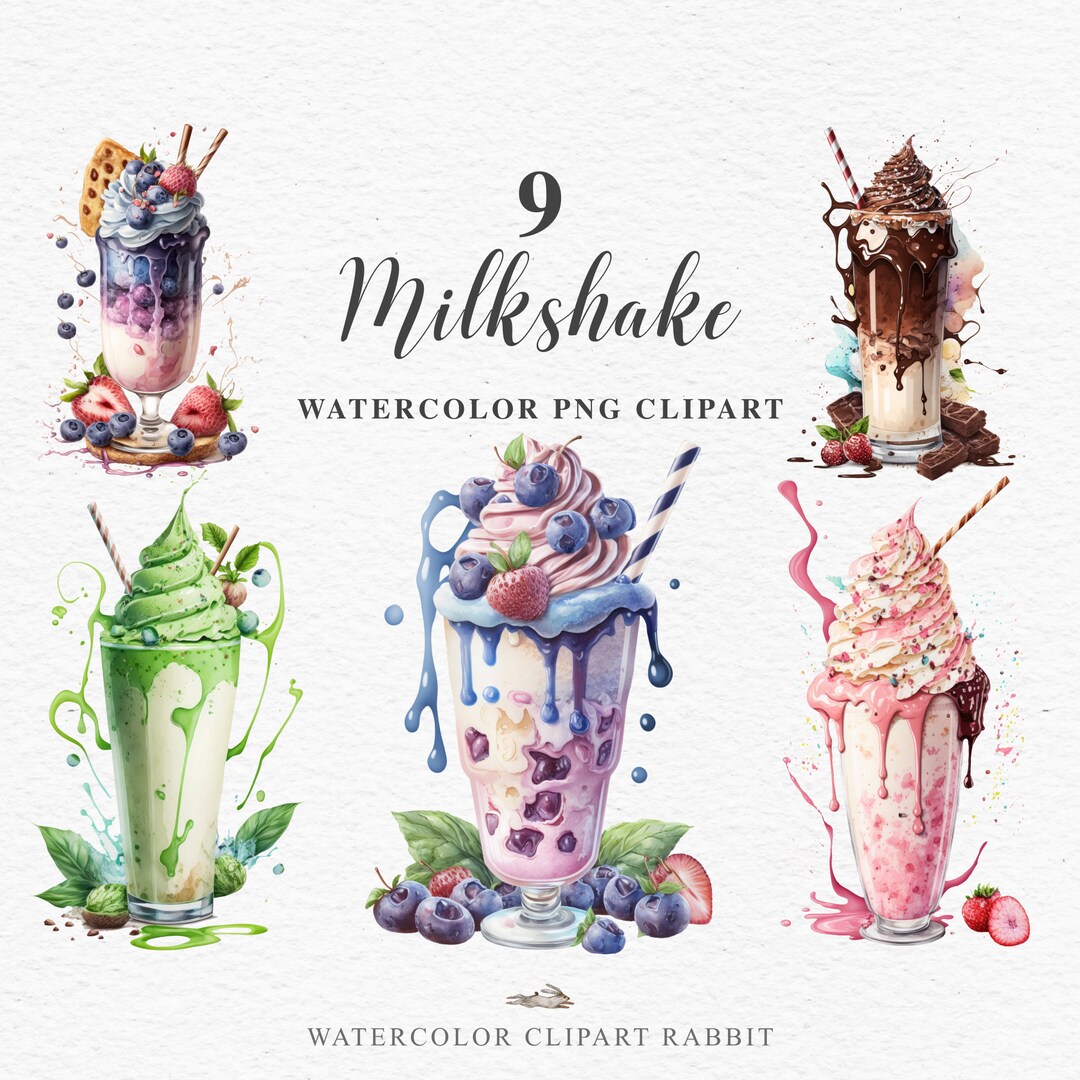 Milkshake Clipart Watercolor Ice Cream Decor Summer Drinks Dessert PNG ...