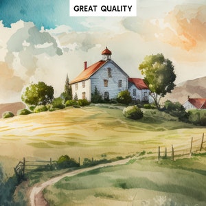 Watercolor Farm House Clipart PNG Rustic Country Barn Farm Life Kawaii ...