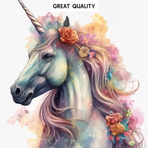 Watercolor Rainbow Unicorn Clipart Flowers Colorful PNG | Mystical ...