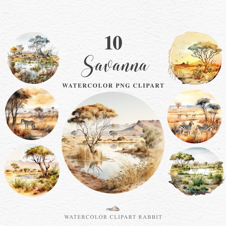 Savanna Landscape African Nature PNG Clipart Safari Animals - Etsy