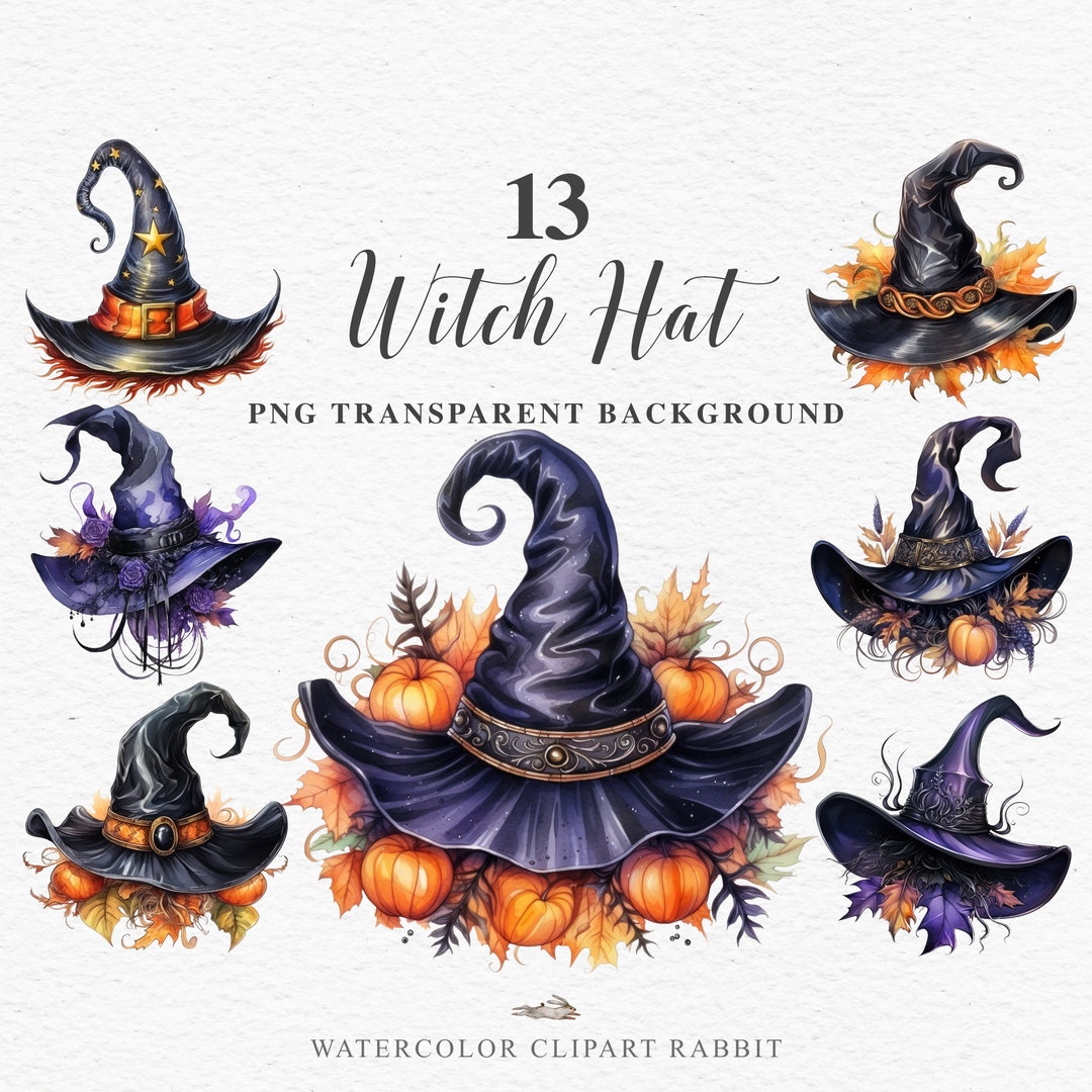 Witch Hat PNG Halloween Clipart Bundles Spooky Decor Junk Journal Jpeg ...