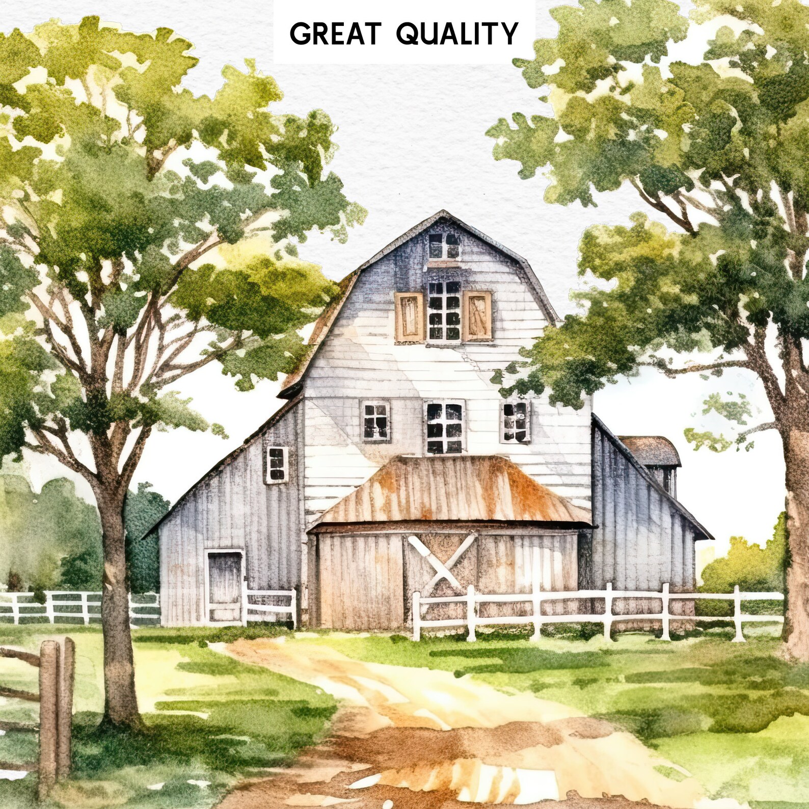 Watercolor Farm Barn Clipart Rustic Country Barn PNG Farm Life ...