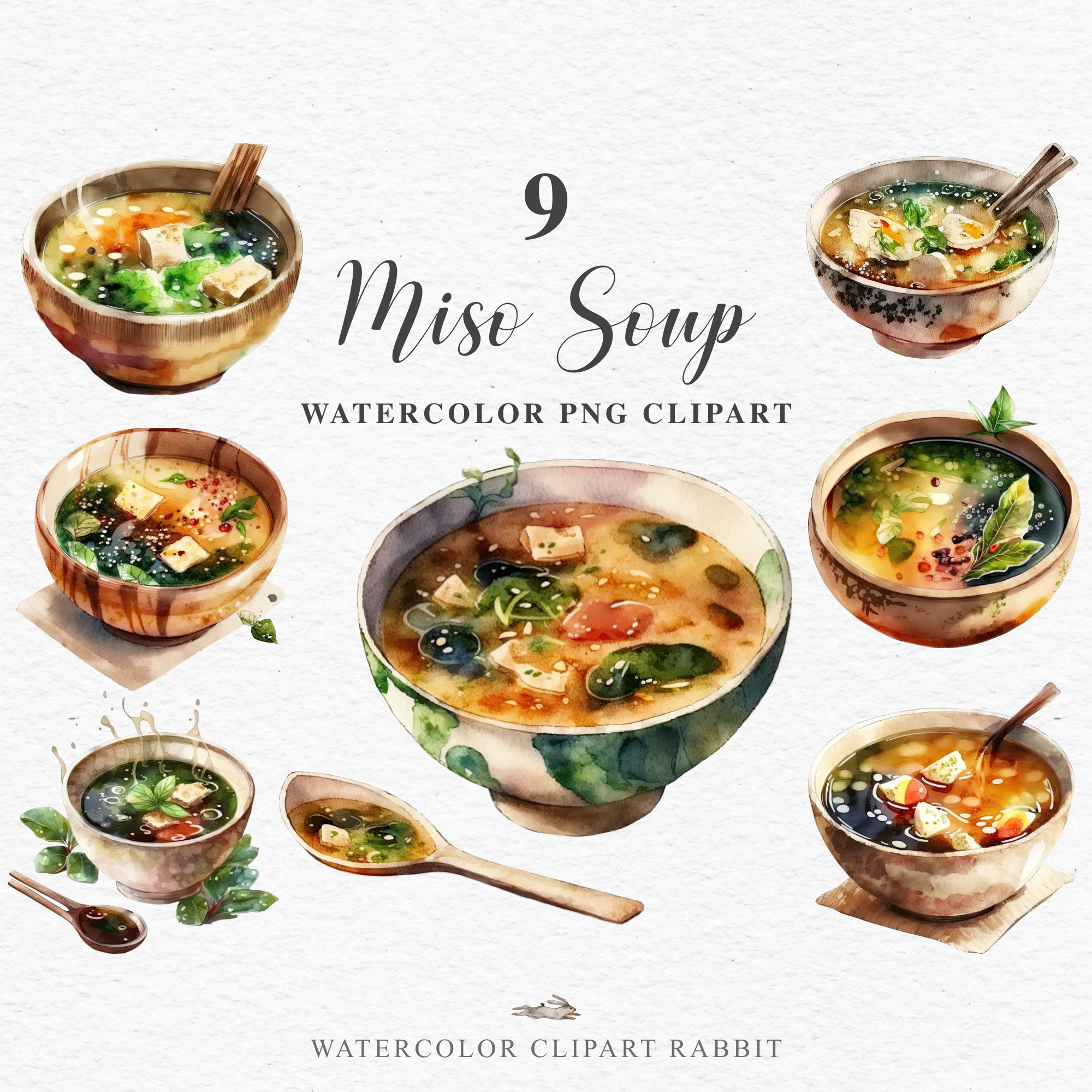 Watercolor Miso Soup Ramen Bowl PNG Korean Food Clipart - Etsy