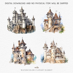 Watercolor Fairytale Castle Clipart | Magic Kingdom PNG | Fantasy ...