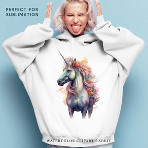 Watercolor Rainbow Unicorn Clipart Flowers Colorful PNG | Mystical ...