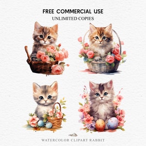 Easter Kitty PNG Spring Holiday Eggs Flowers Baby Cat Animals Clipart ...