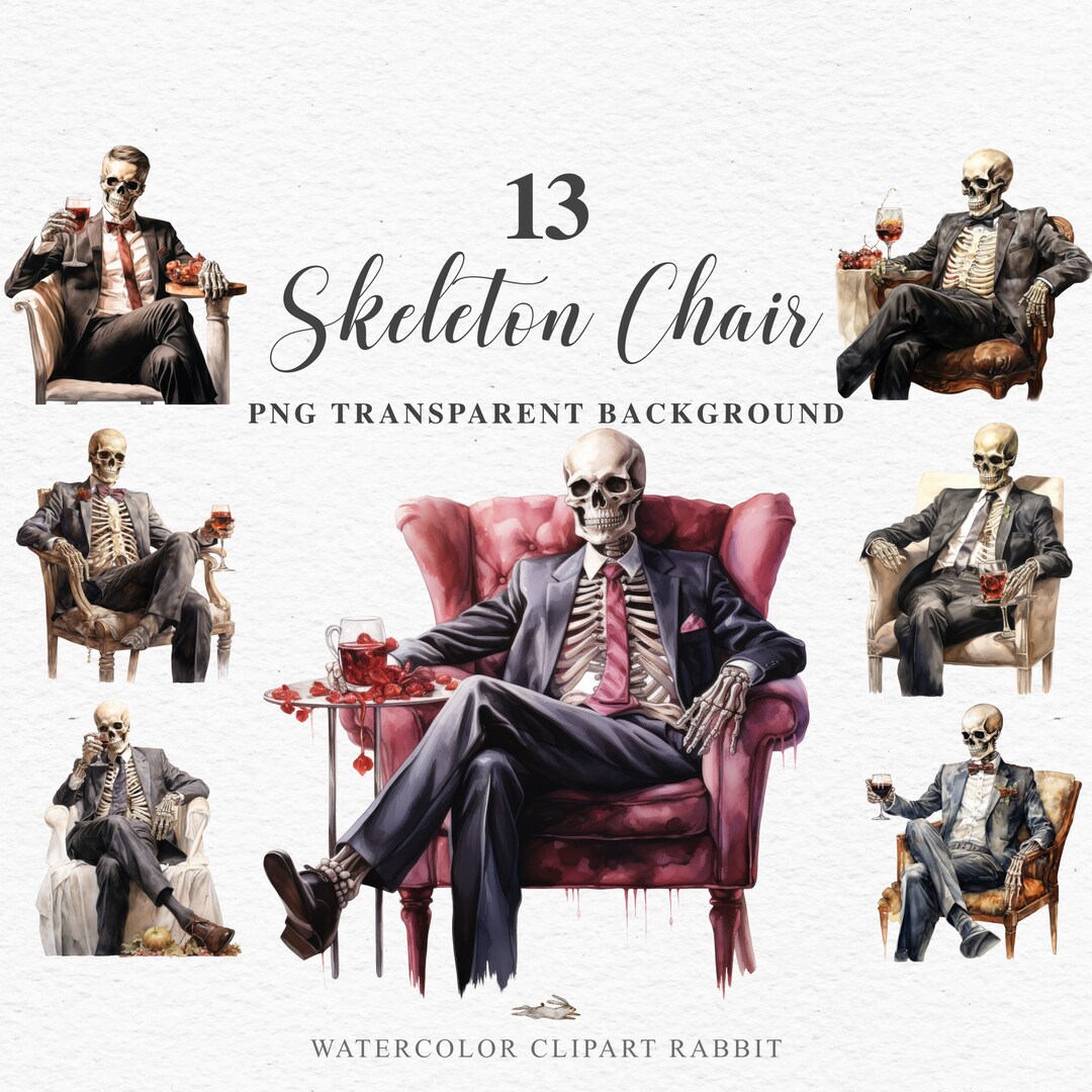Scary Gentlemen Skeleton Zombie Man Suit Chair PNG Halloween Clipart ...