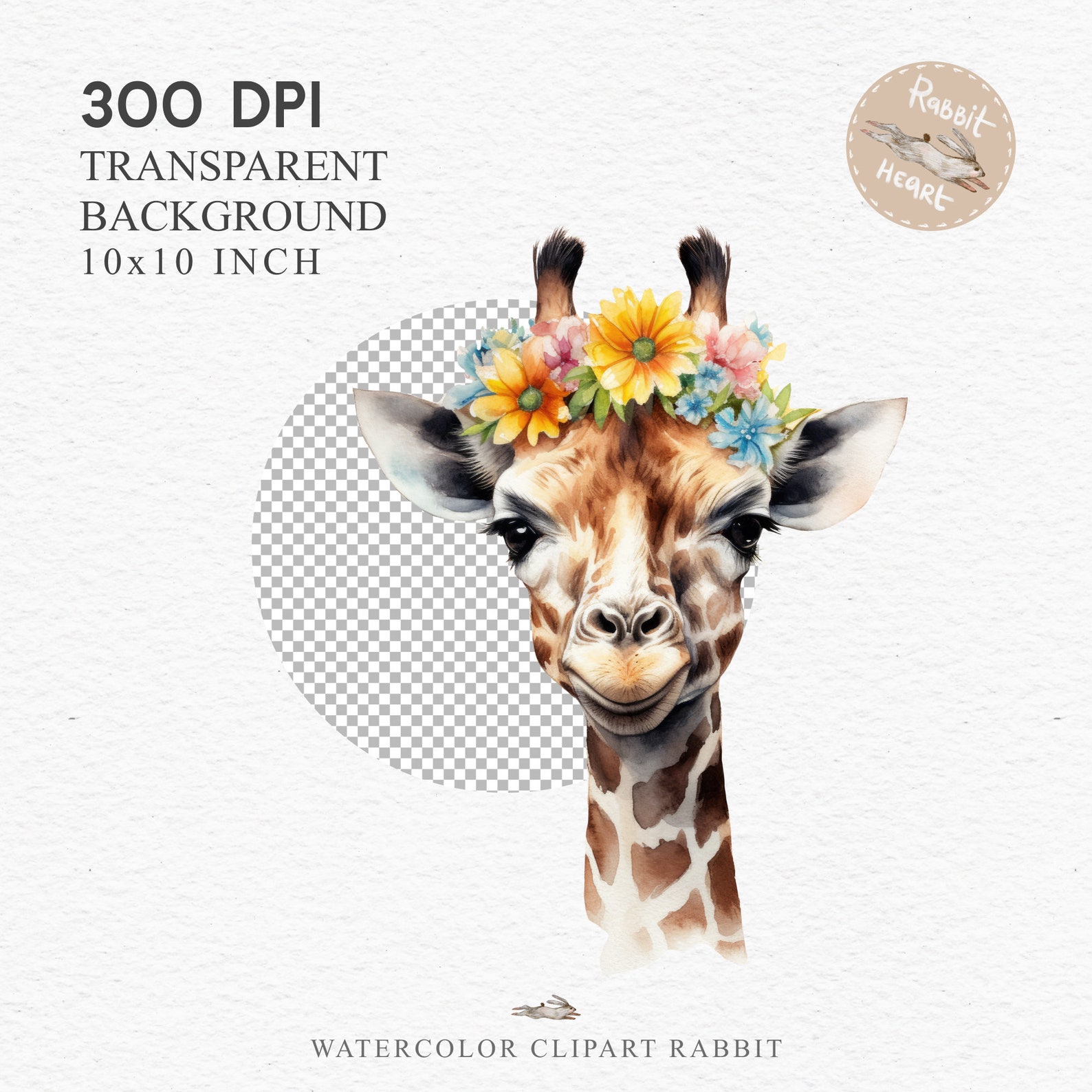 Baby Giraffe PNG Cute Giraffe Hat Flowers Clipart Nursery - Etsy