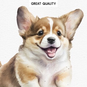 Corgi Puppy Clipart | Jumping Dog PNG | Watercolor Puppies in Basket ...