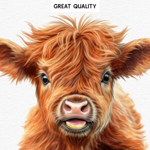 Baby Highland Cow PNG | Jumping Highland Cow in Hat Flowers Clipart ...