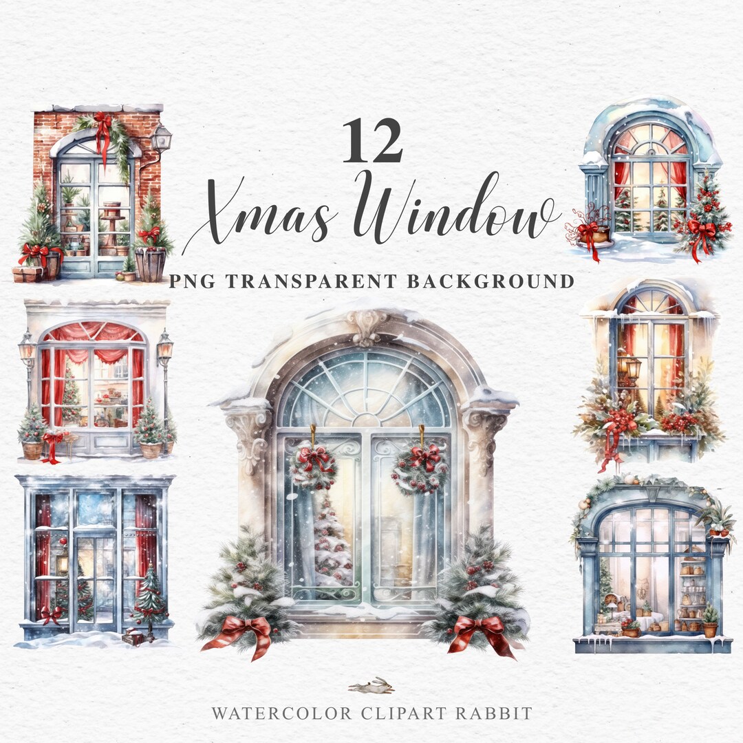 Christmas Window PNG Xmas Clipart Bundles Winter Decor Junk Journal ...