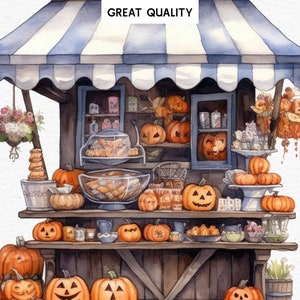 Halloween Bakery Shop PNG | Pumpkin Storefront Clipart Bundles | Spooky ...