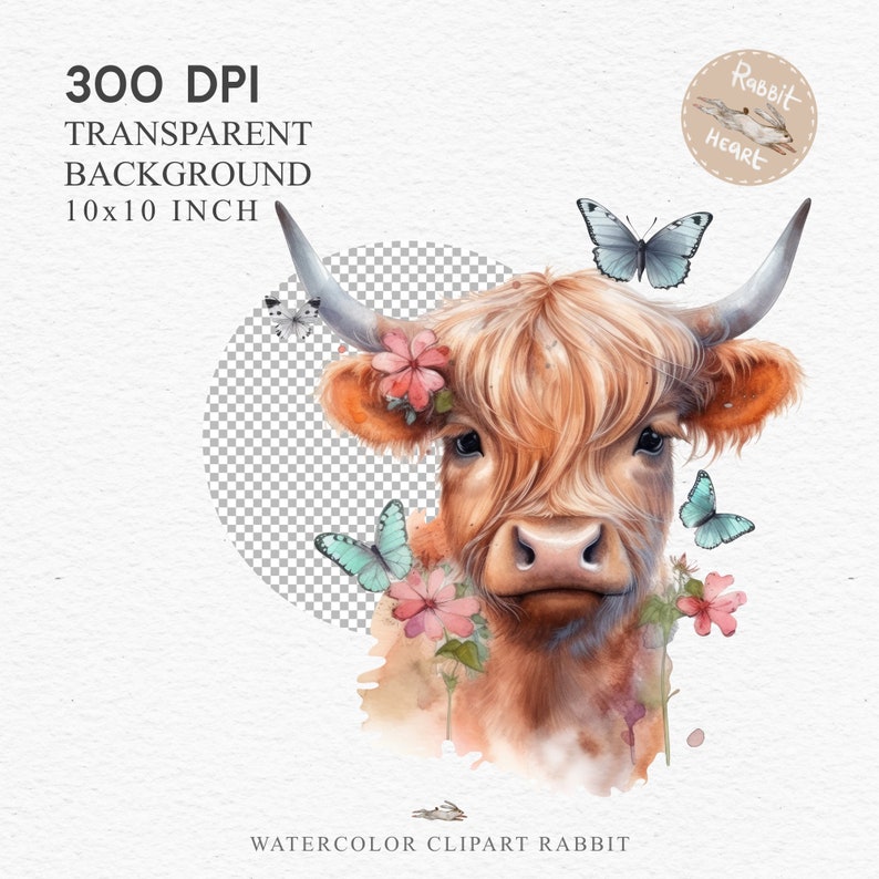 Baby Highland Cow PNG Jumping Highland Cow in Hat Flowers - Etsy