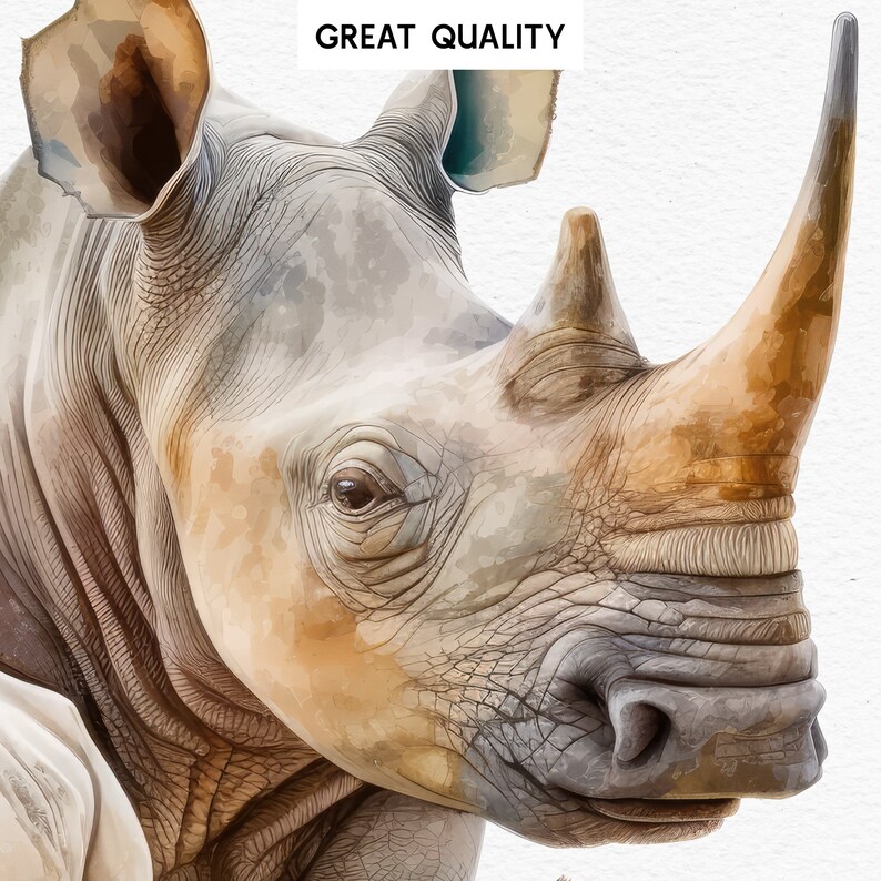 Cute African Baby White Rhinoceros PNG Clipart Savanna - Etsy