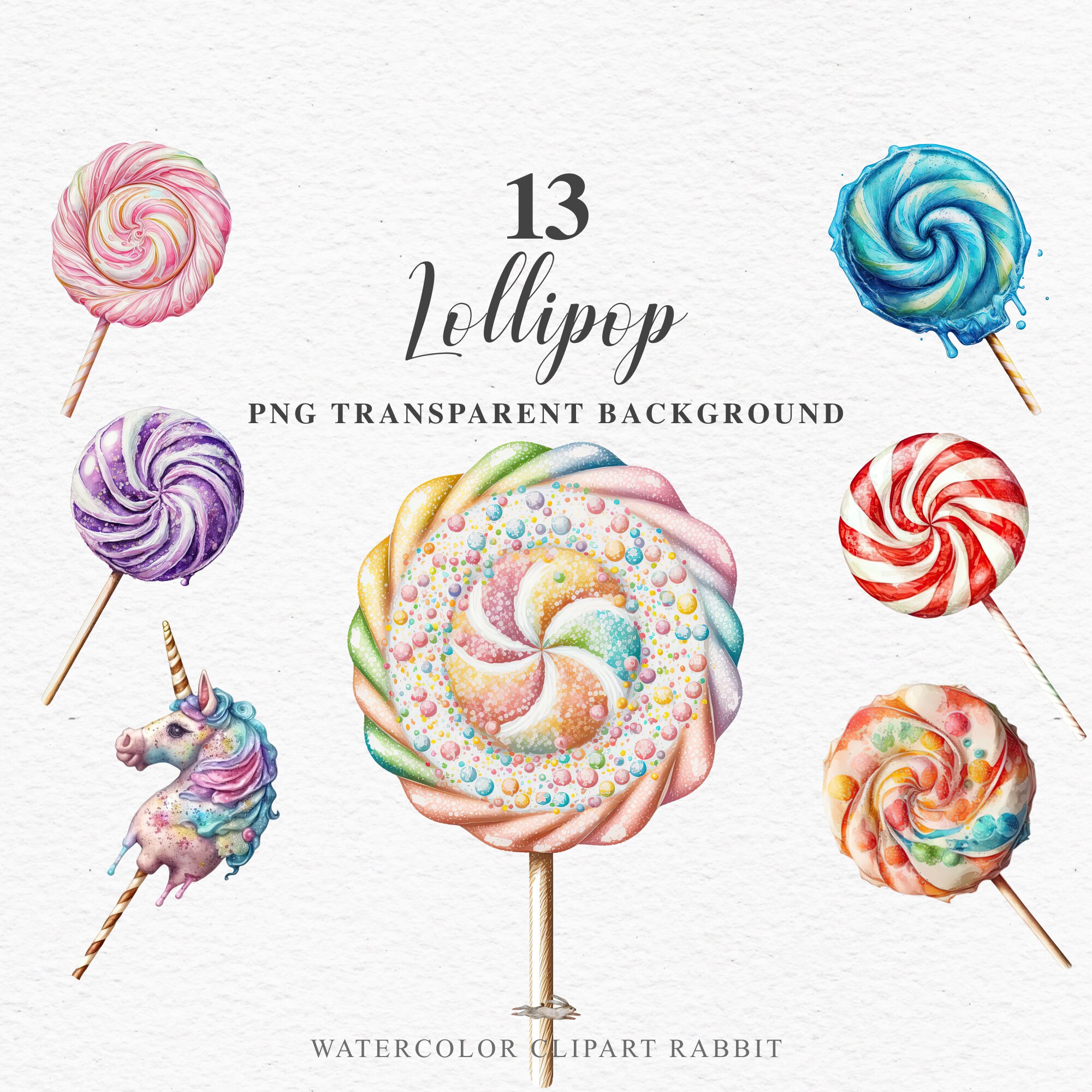 Watercolor Lollipop Clipart Candy PNG Kawaii Clipart for - Etsy Canada