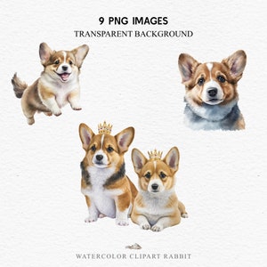 Corgi Puppy Clipart | Jumping Dog PNG | Watercolor Puppies in Basket ...