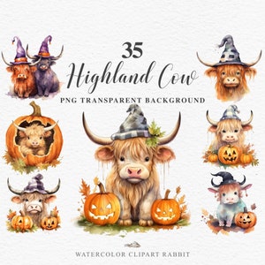 Highland Cow Pumpkin Angry Face PNG Halloween Clipart Bundles Spooky ...
