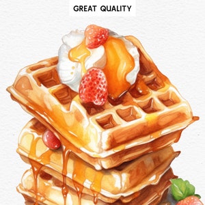 Waffles Breakfast Clipart | Watercolor Food Clipart | Waffle PNG ...