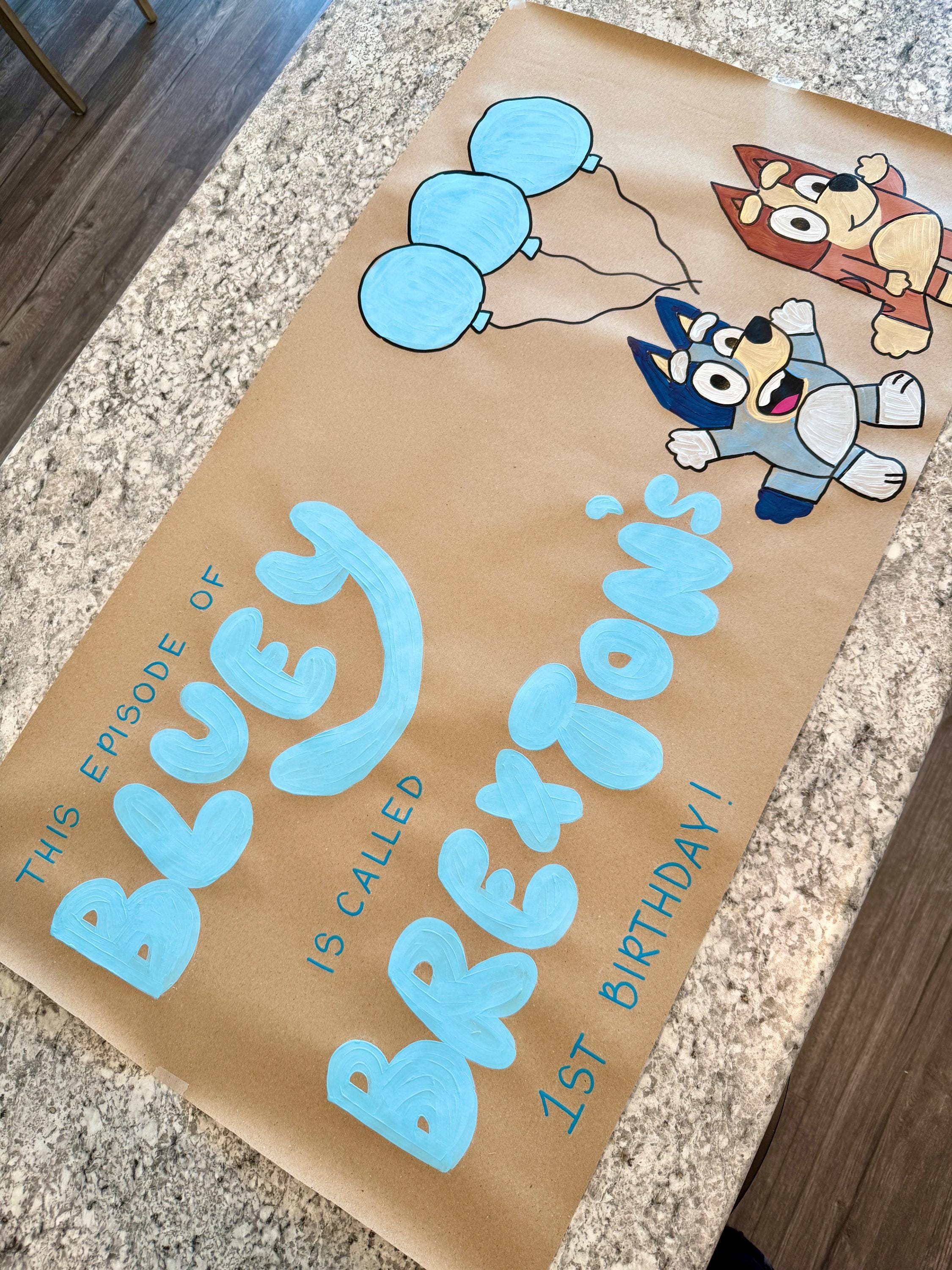 Hand Painted Bluey Birthday Banner - Etsy