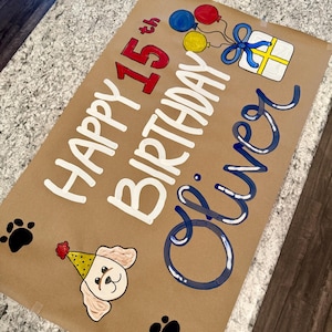 Hand Painted Dog Puppy Birthday Banner - Etsy