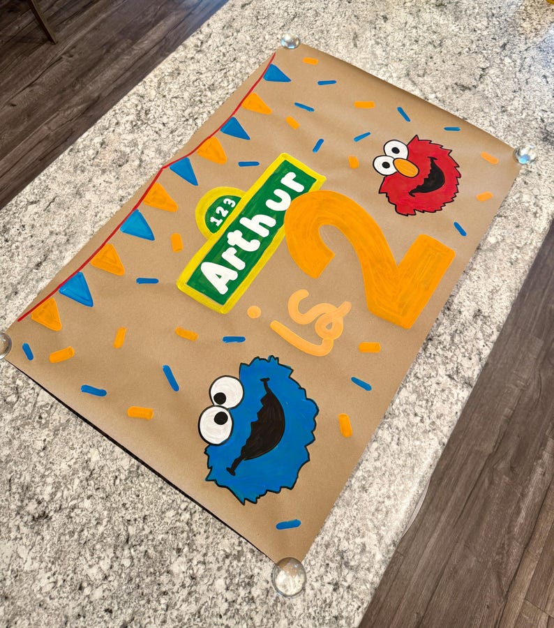 Hand Painted Sesame Street Birthday Banner - Etsy
